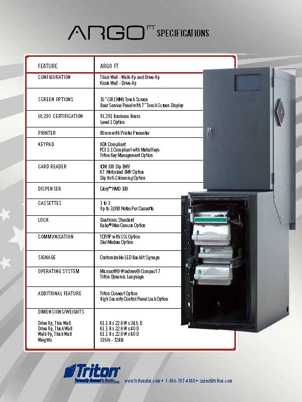 Triton Argo FT ATM for Sale - National ATM Systems