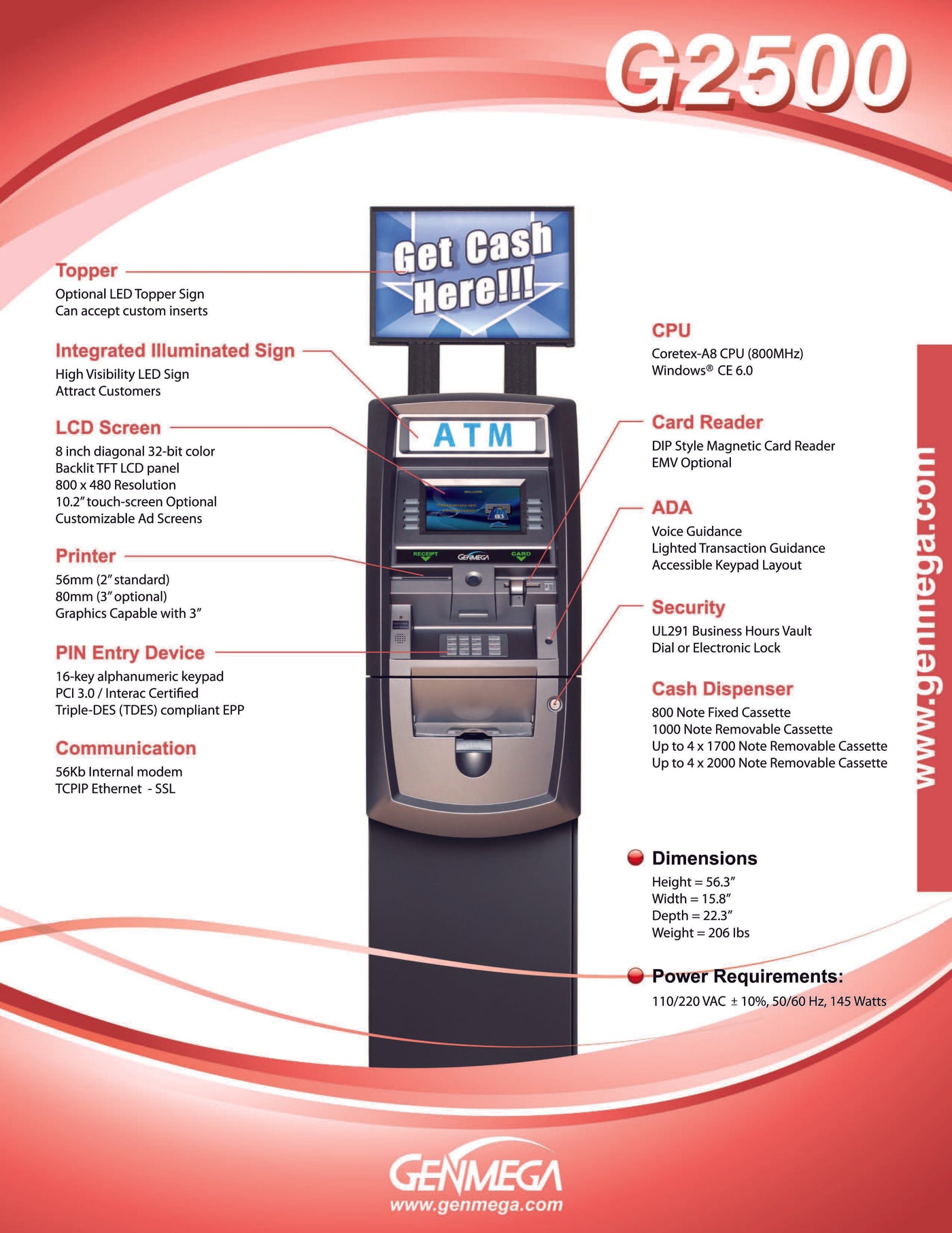 GENMEGA G2500 ATM for Sale - National ATM Systems