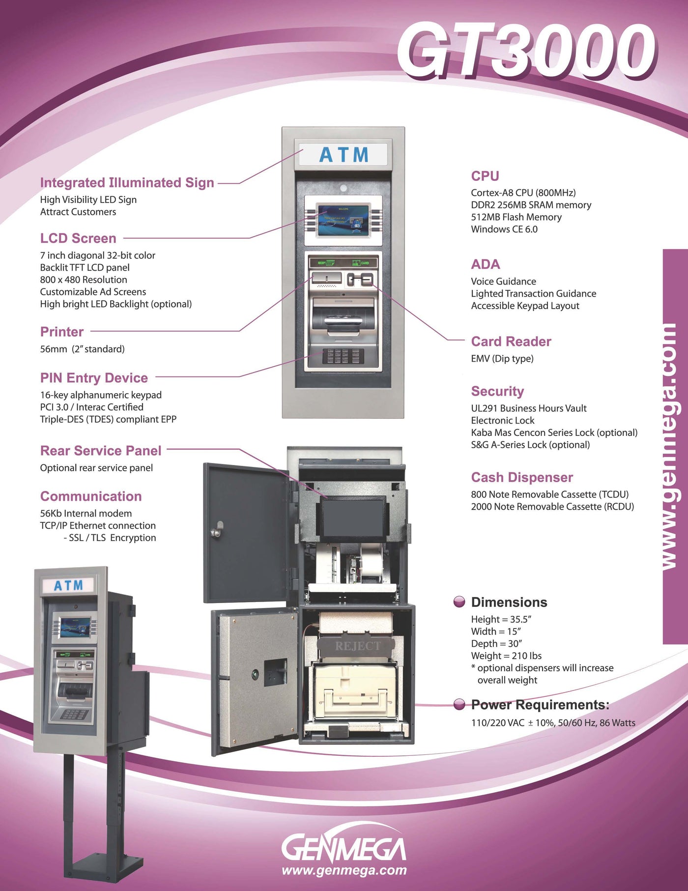 Genmega GT3000 ATM for Sale - National ATM Systems